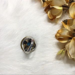 Jewelry | 525 Gold Silver Ring Rhinestones Turquoise | Poshmark